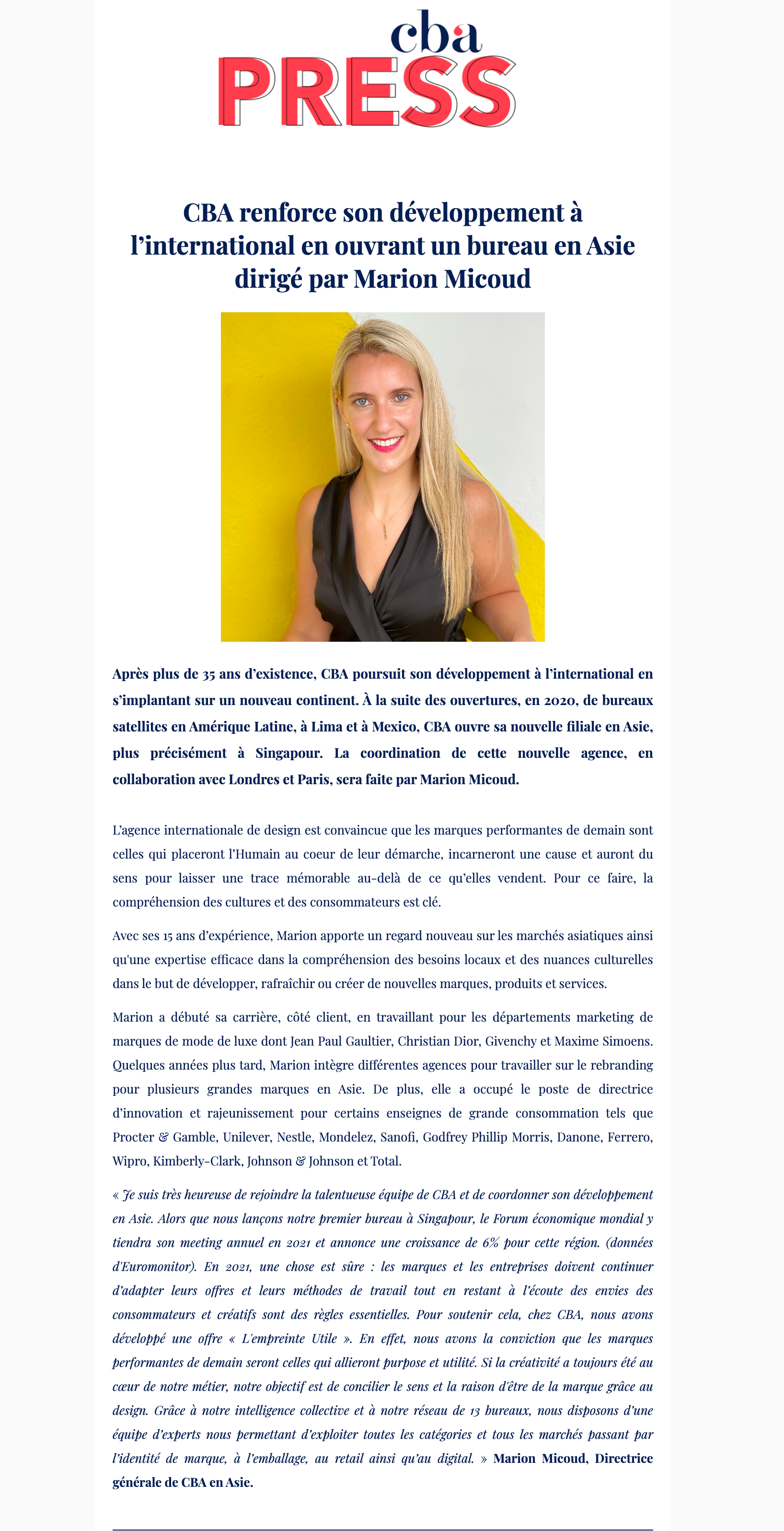 Presse - CBA Design France